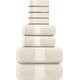 White Classic Luxury Cotton 8Pc Multi Size Towel Set [2 Bath Towels, 2 ...